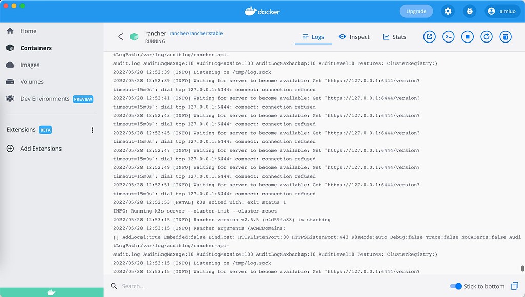 macOS docker 安装 rancher ，k3s 启动报错。 - Rancher 2.x - Rancher 中文论坛