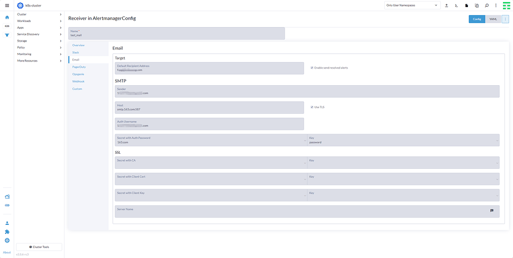 V2.8.6-rc3设置邮件无法告警，跪求ksd帮助！！！ - Rancher 2.x - Rancher 中文论坛